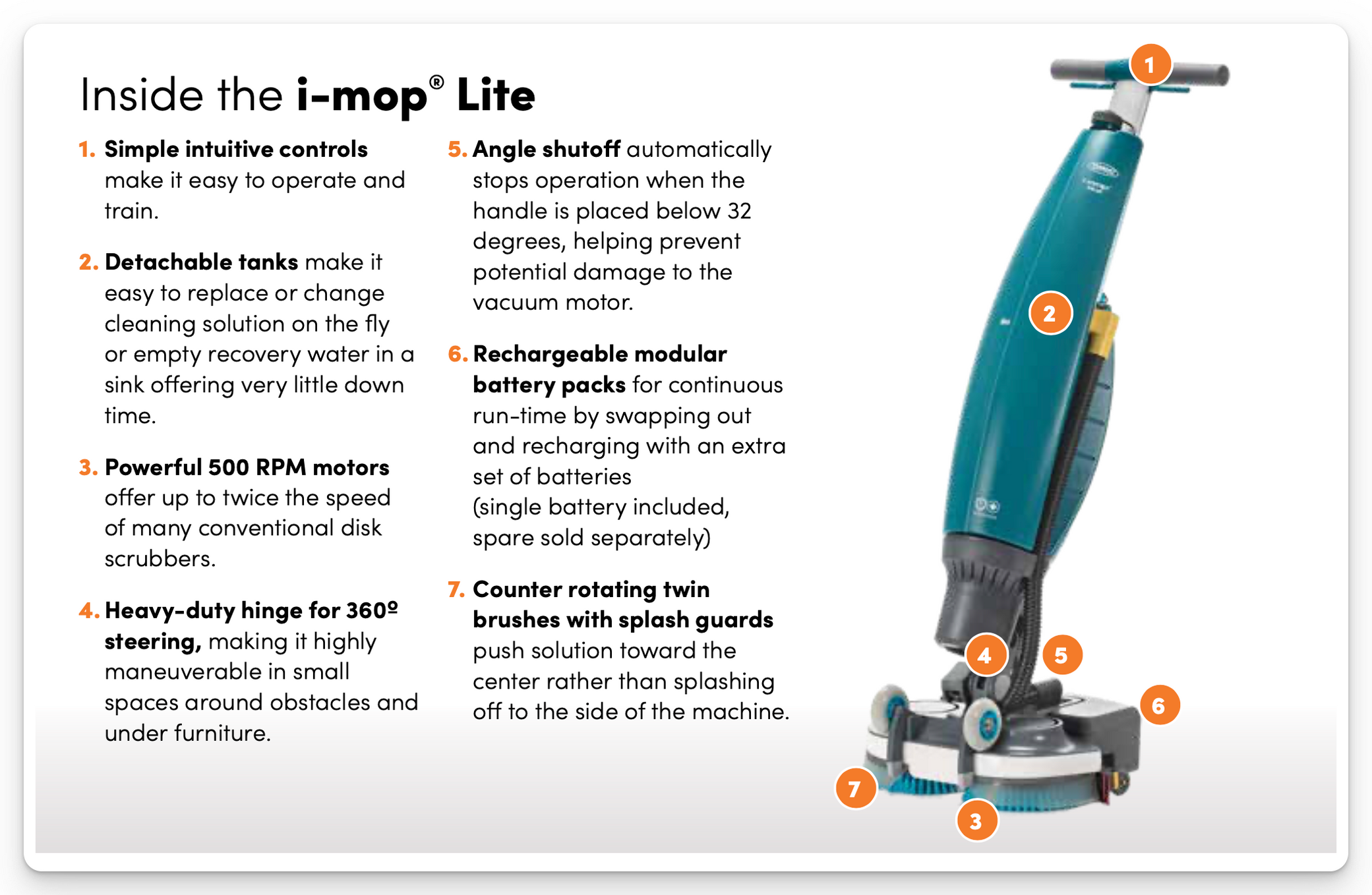 Tennant i-mop Lite, Floor Scrubber, 14.5", Cordless, .8 Gallon, Disk ...